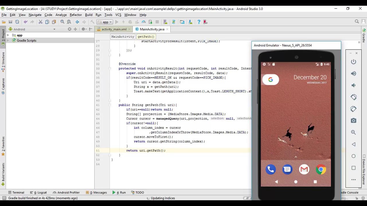 Getting location of images in android studio on clicking - YouTube