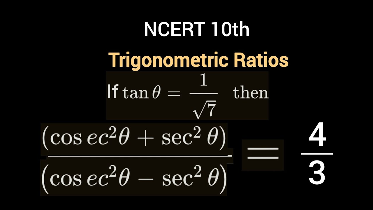 #trigonometric Ratios if tan theta is equal to 1 by root 7 then cosec ...
