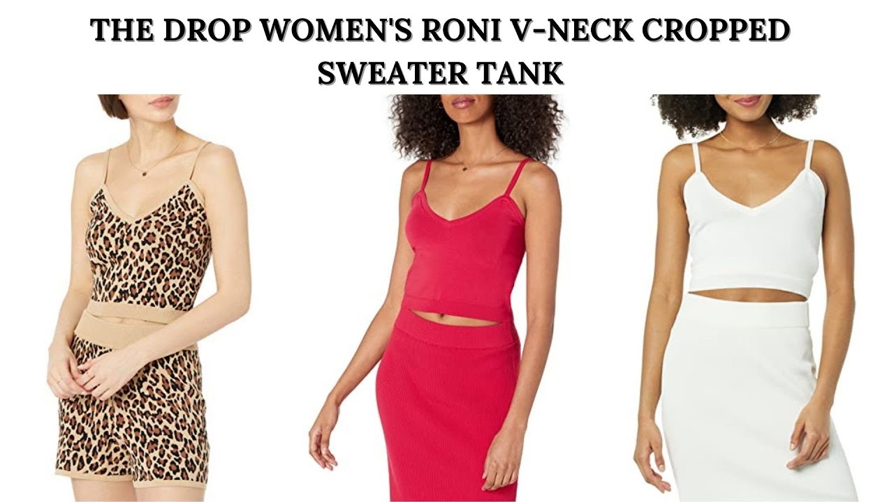 The Drop Women's Roni V Neck Cropped Sweater Tank - YouTube