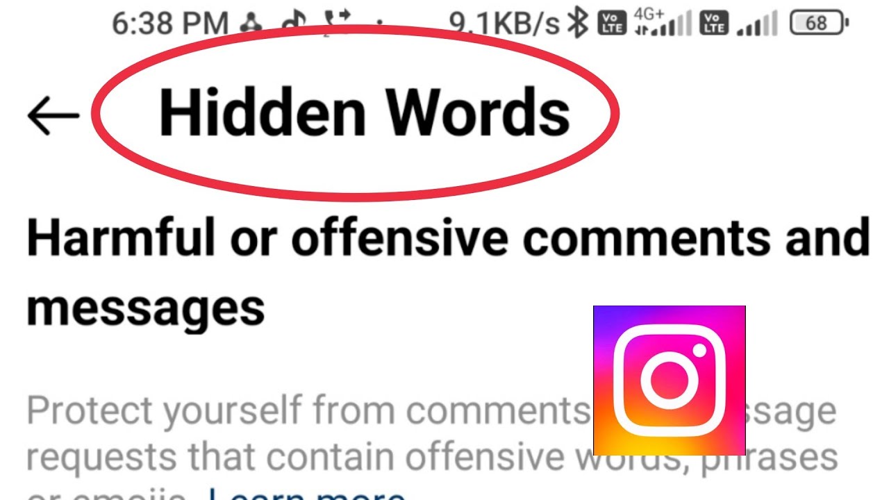 Instagram Hidden Words Settings - YouTube