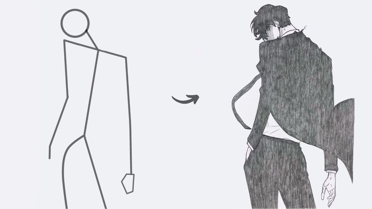 How to draw Sung Jin-woo Full Body out of Stick Man | Easy Step by Step ...
