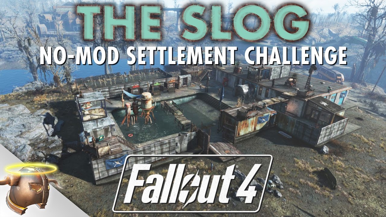 THE SLOG - NO MOD CHALLENGE Fallout 4 settlement tour & battle ...