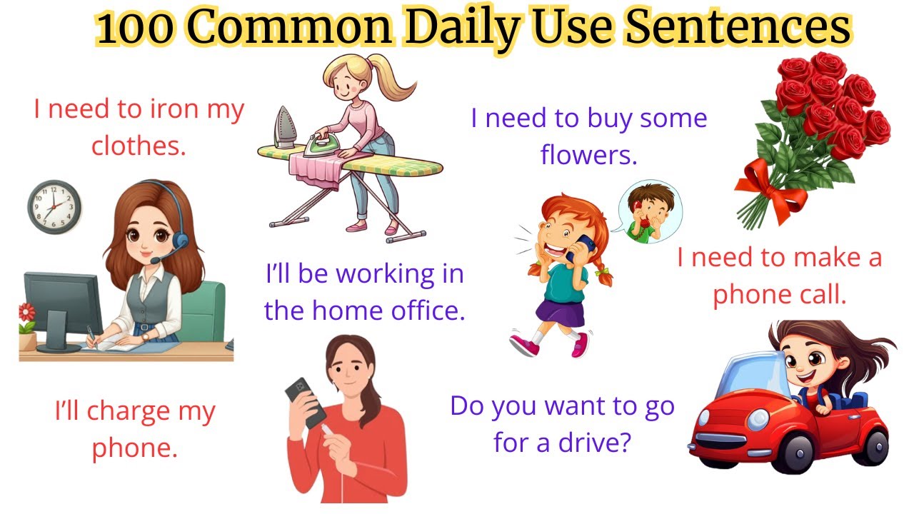 100 Common Daily Use English Sentences | English Speaking Practice ...