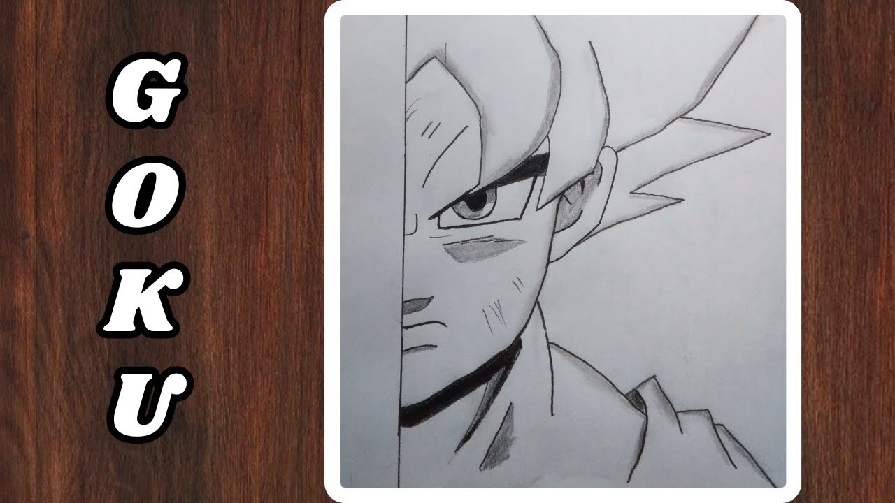 Goku drawing | How to draw Goku ultra instinct step by step | Half face ...