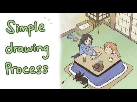 explaining my simple drawing process: Kotatsu scene from Nichijou - YouTube