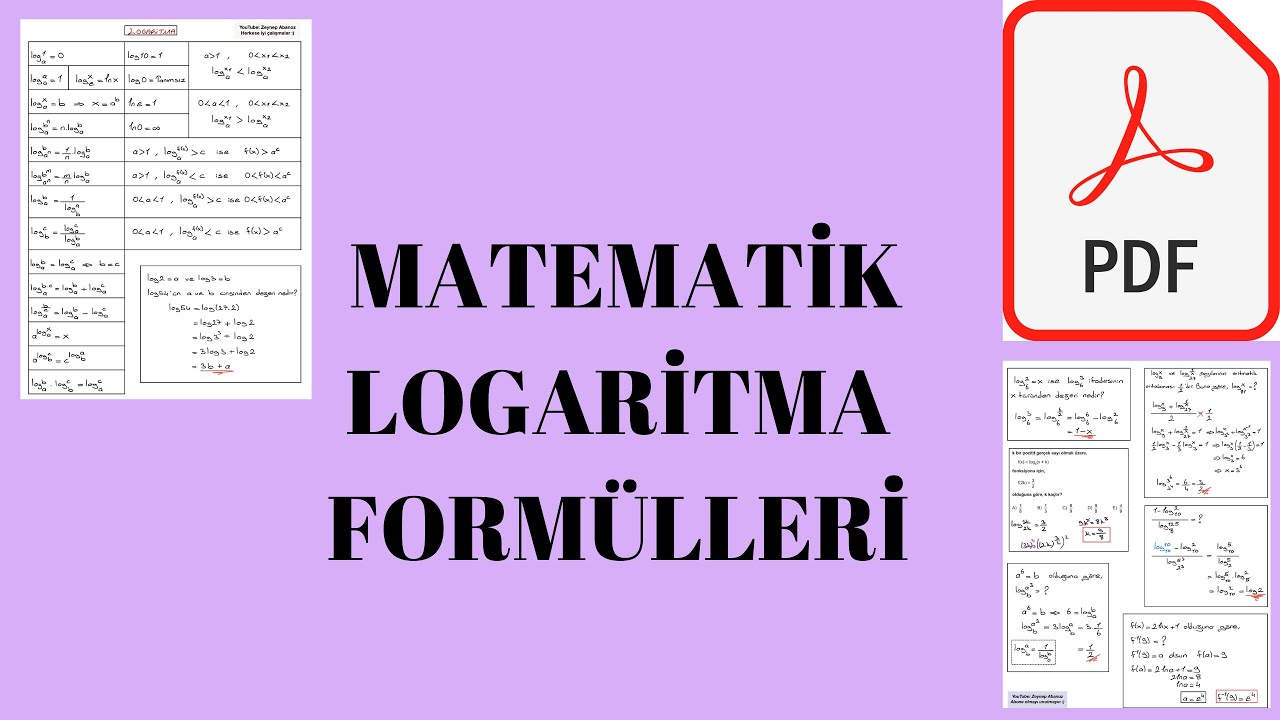 Matematik | Logaritma Formülleri | PDF Notu 👇 - YouTube