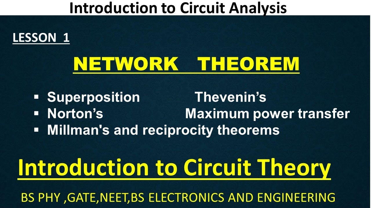 Lec 1| Fundamental theorems of network analysis|network theorems and ...