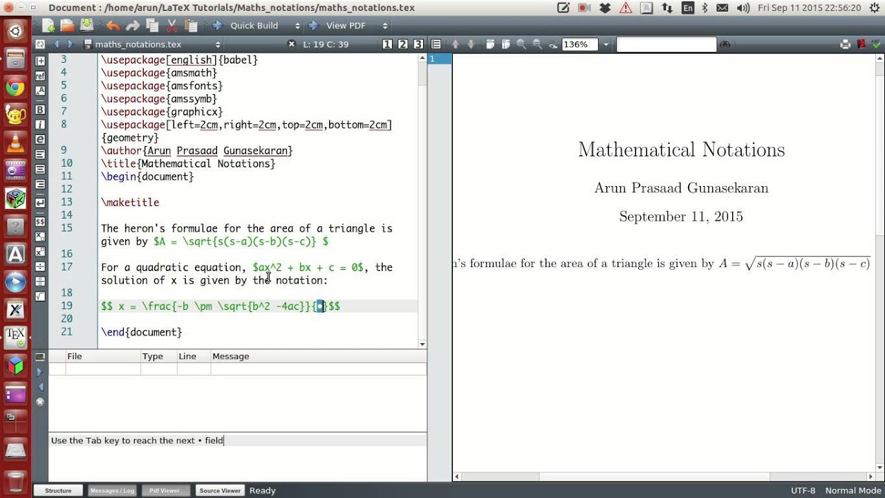 Latex Programming : 010 : Mathematical Notations Part 1 Of 4 - Youtube
