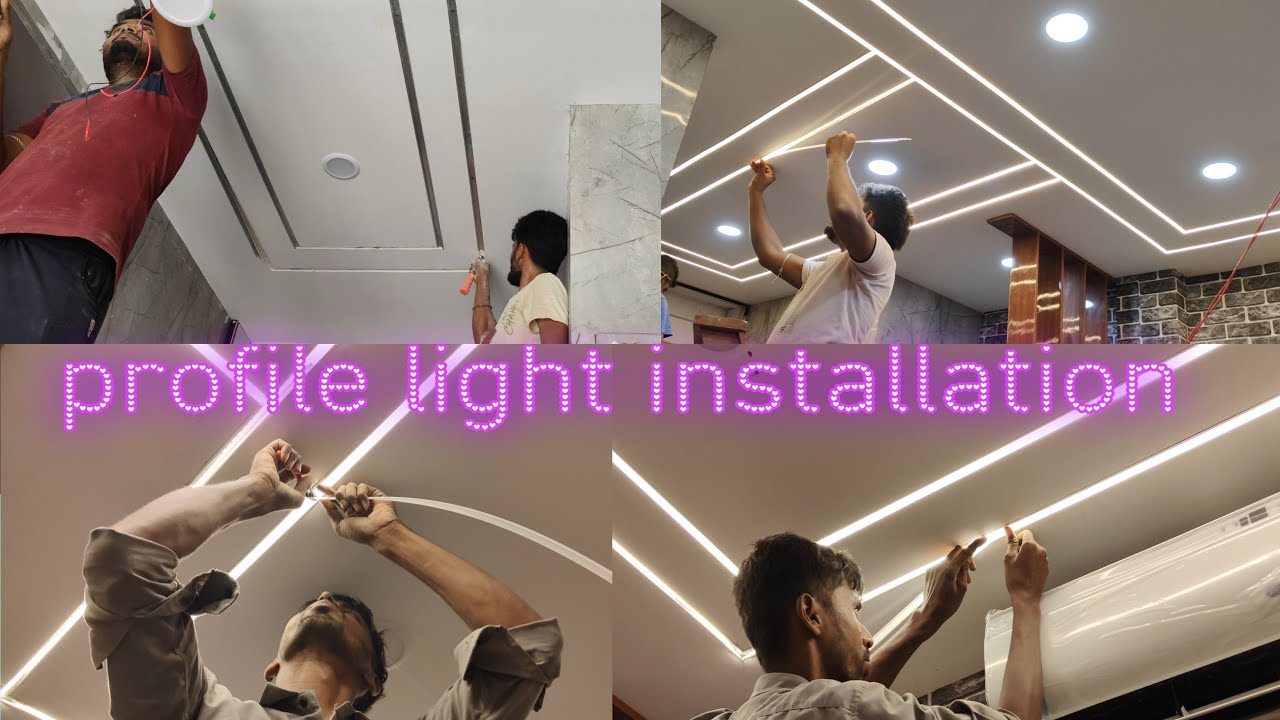 Profile light installation false ceiling main profile light and panel ...