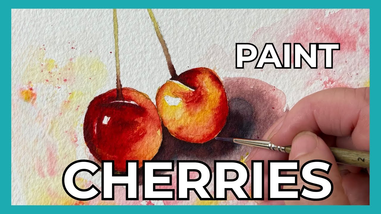 Paint Juicy Watercolor Cherries – Real-Time Beginner Demo - YouTube