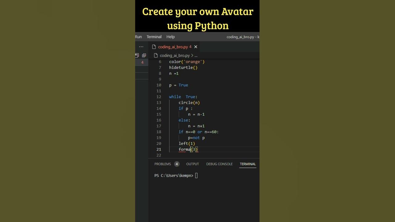 Create Your Own Avatar Logo Using Python Shorts Pythonturtle Code Python Youtube