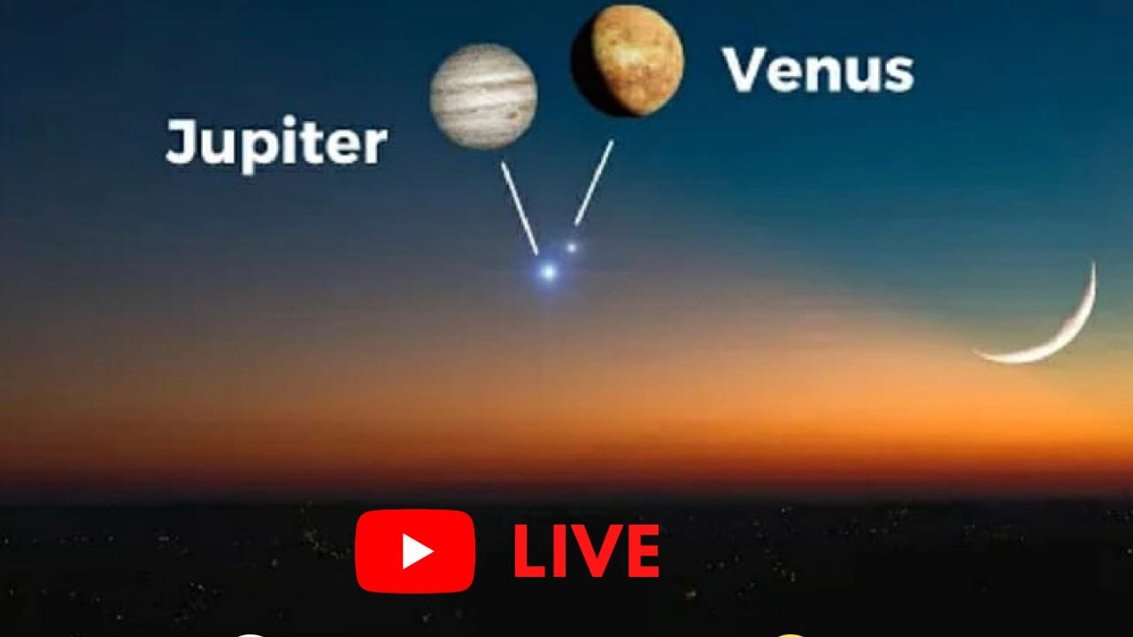 Jupiter and venus conjunction live - YouTube