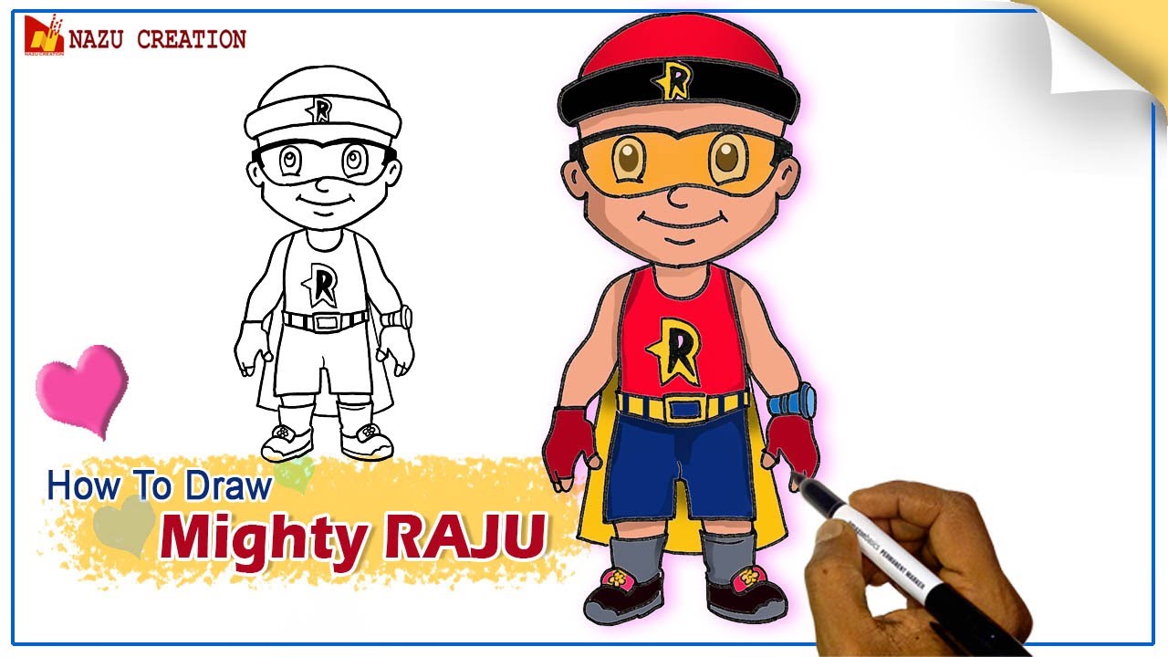 how to draw mighty raju easy for kids - YouTube