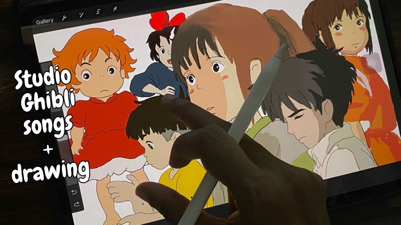 Draw ghibli Characters with me / Studio Ghibli Painting Relaxing music ...
