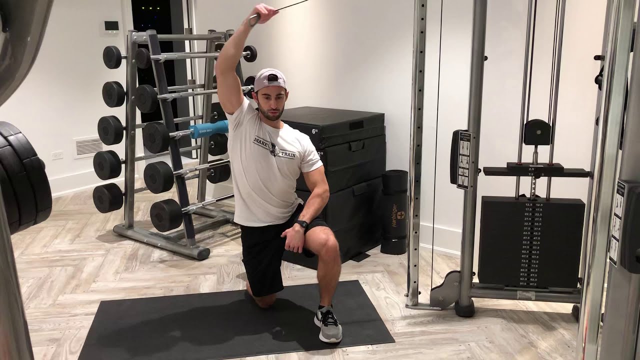 Kneeling Single Arm Lat Pulldown Across Body - YouTube