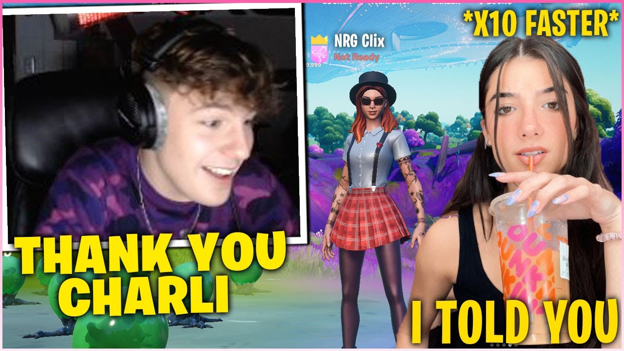 CLIX Tries CHARLI D'AMELIO NEW Drink & Shows his Maximum Editing Speed In Solo Arena! (Fortnite ...