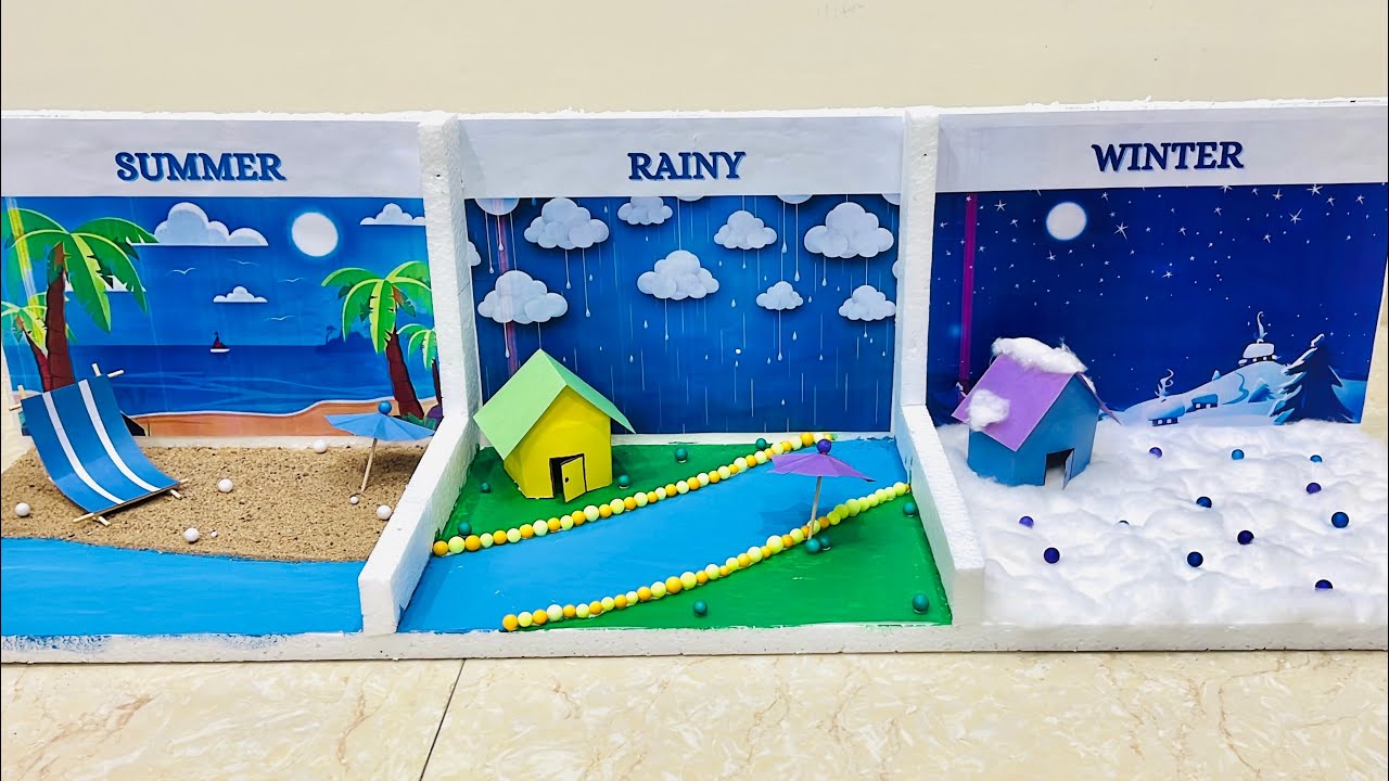 EASY DIY 3D Model of Summer, Rainy and Winter Seasons | School Project ...