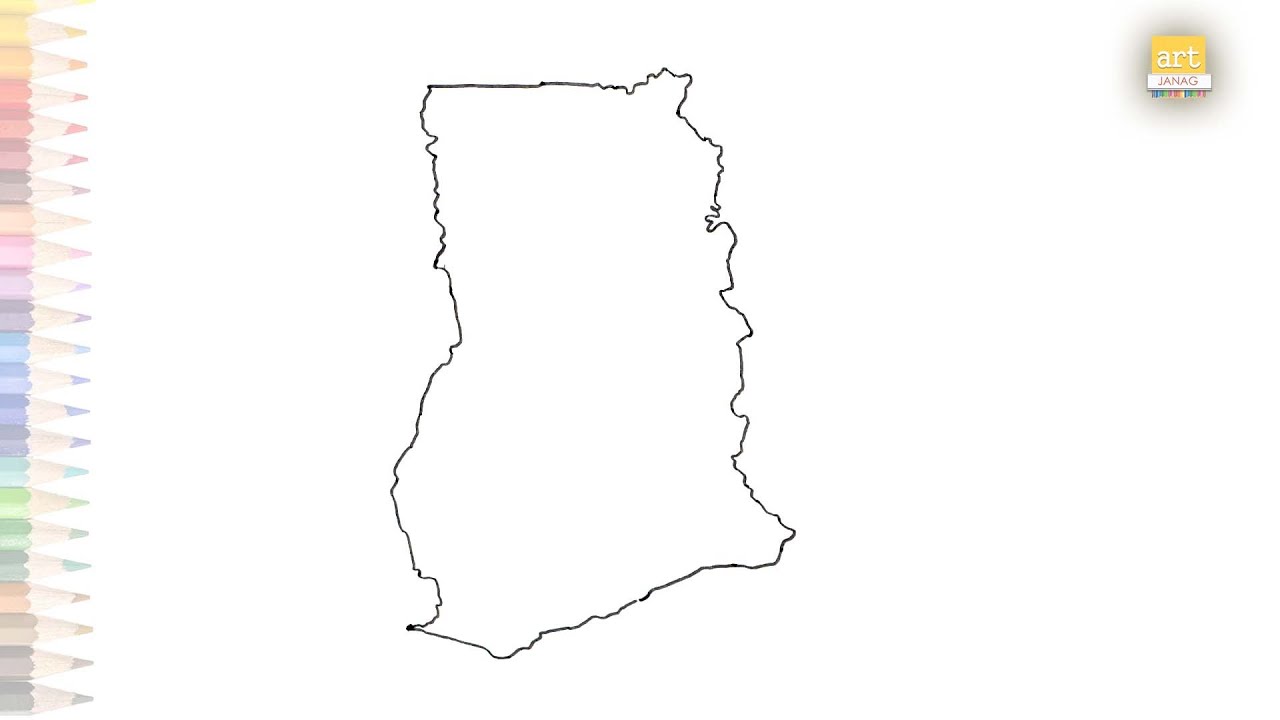 Ghana map outline | How to draw Ghana map step by step | Map drawing ...
