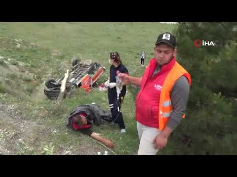 Minibüs ile Karayolları yol bakım aracı çarpıştı.. 4 kişi yaralandı!