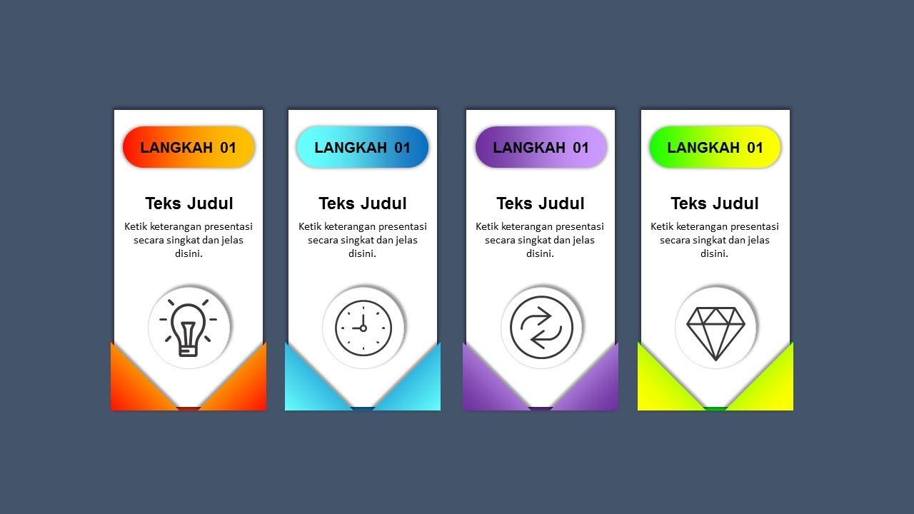 Design Slide 4 Step Rectangular Infographic di Powerpoint / Free ...