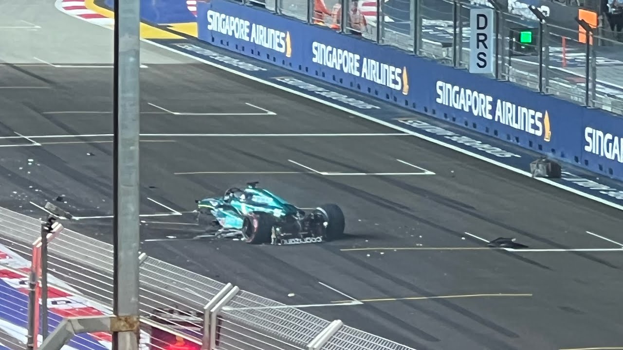 F1 Singapore '23 Sat Q1 - Lance Stroll Crash - YouTube