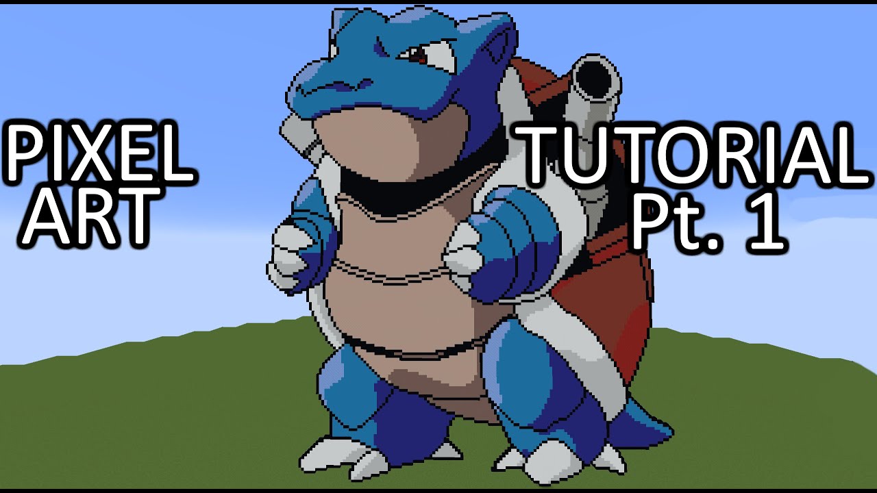 Minecraft Pixel Art Tutorial - Blastoise (Pokémon) Part 1 - YouTube
