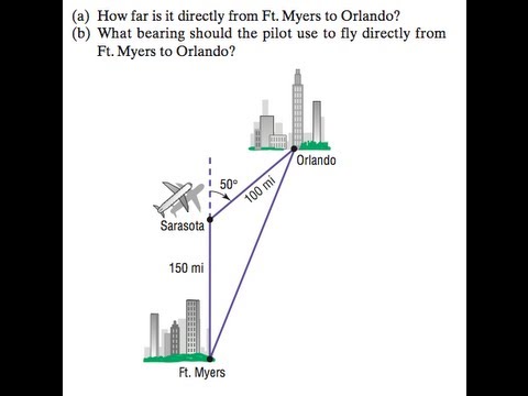 Airplane Navigation with law of cosines - YouTube