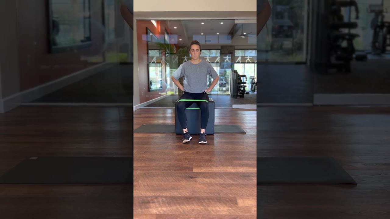 Single sided seated hip abduction & external rotation with theraband ...