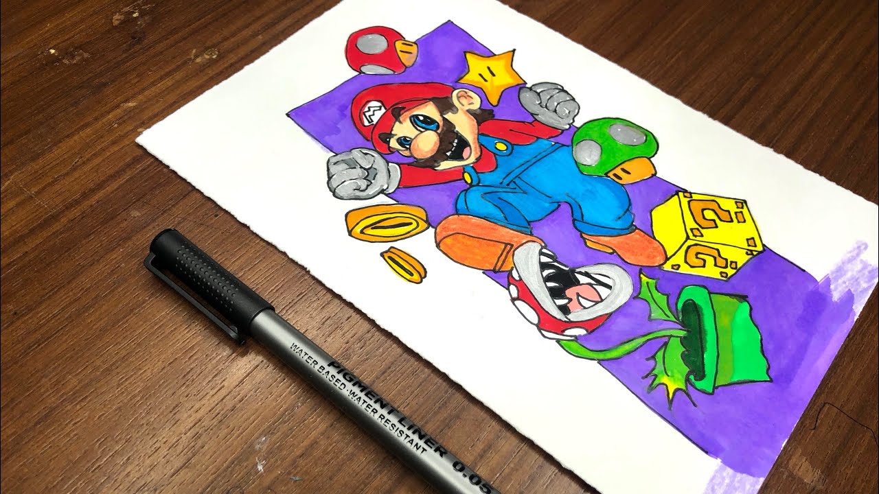 How to draw Super Mario from Super Mario Bross Movie - step by step ...