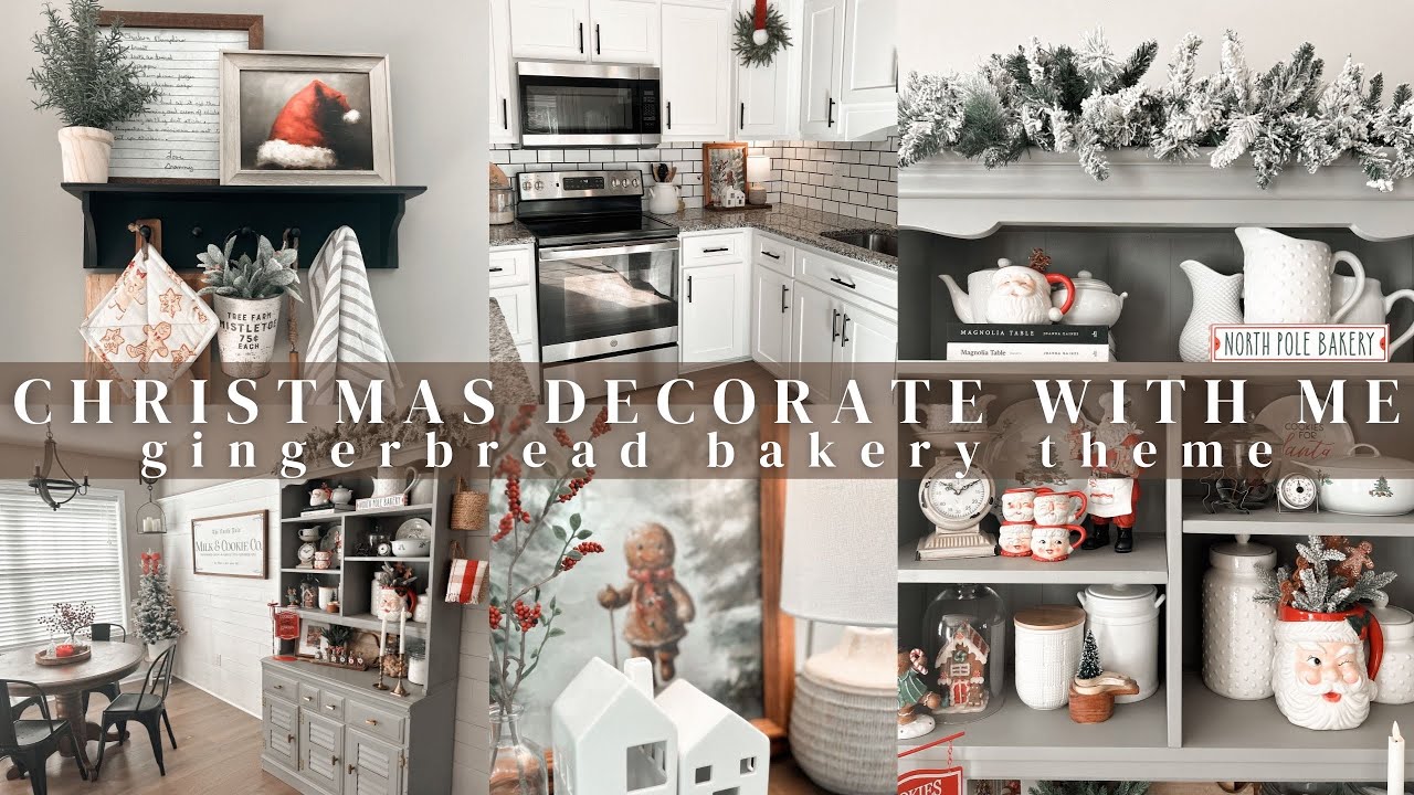 Christmas Kitchen Decorating | Gingerbread & Santa Claus Bakery Theme ...