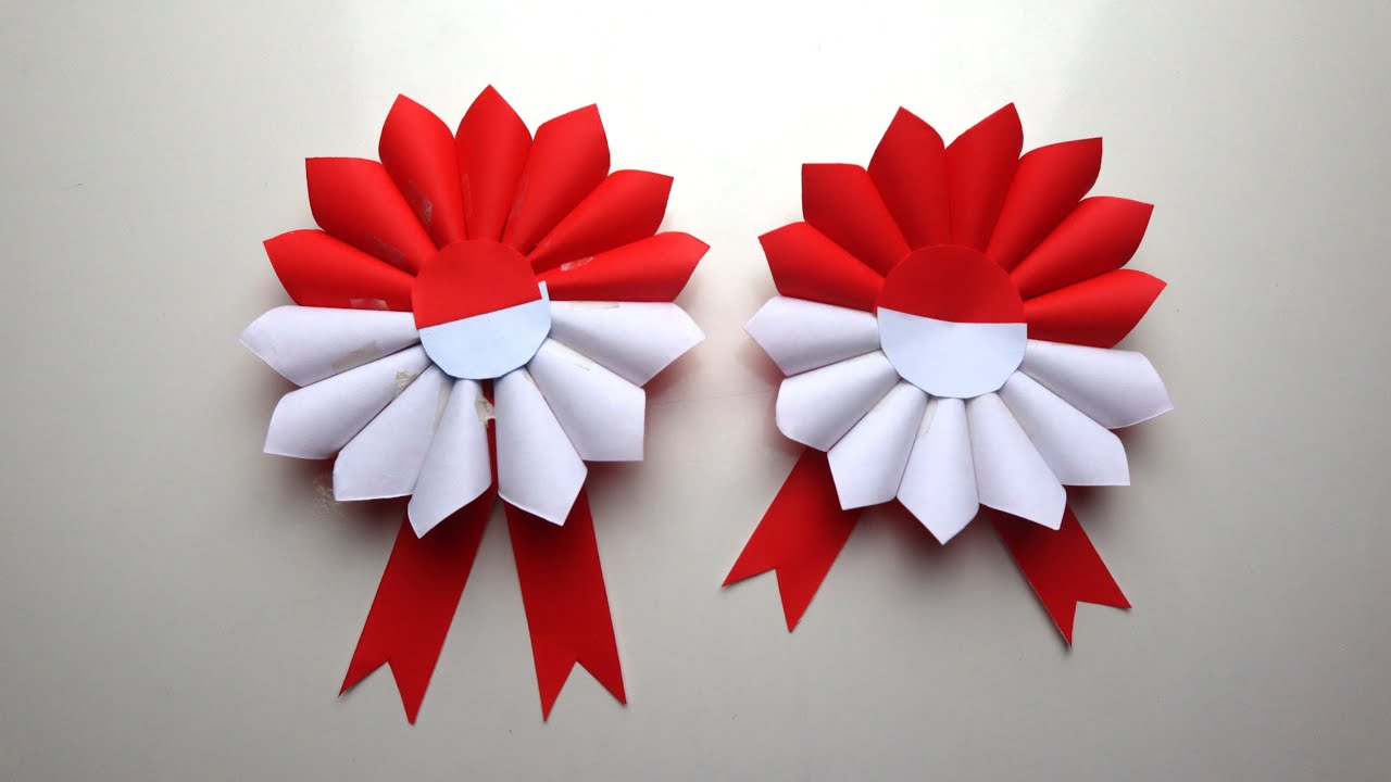 Membuat Hiasan Cantik Agustusan | Pita Lencana Origami | Lencana Merah ...
