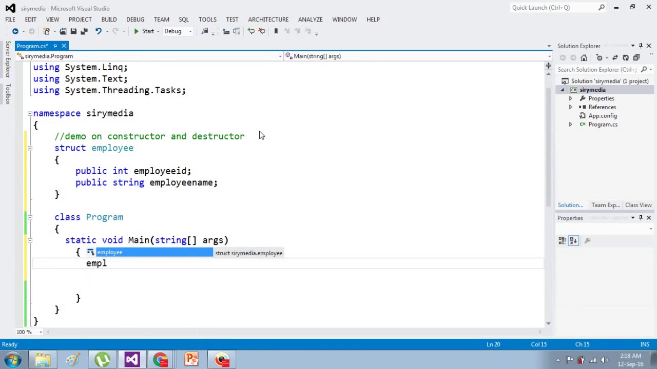 Csharp Program Constructor And Destructor Youtube 3494