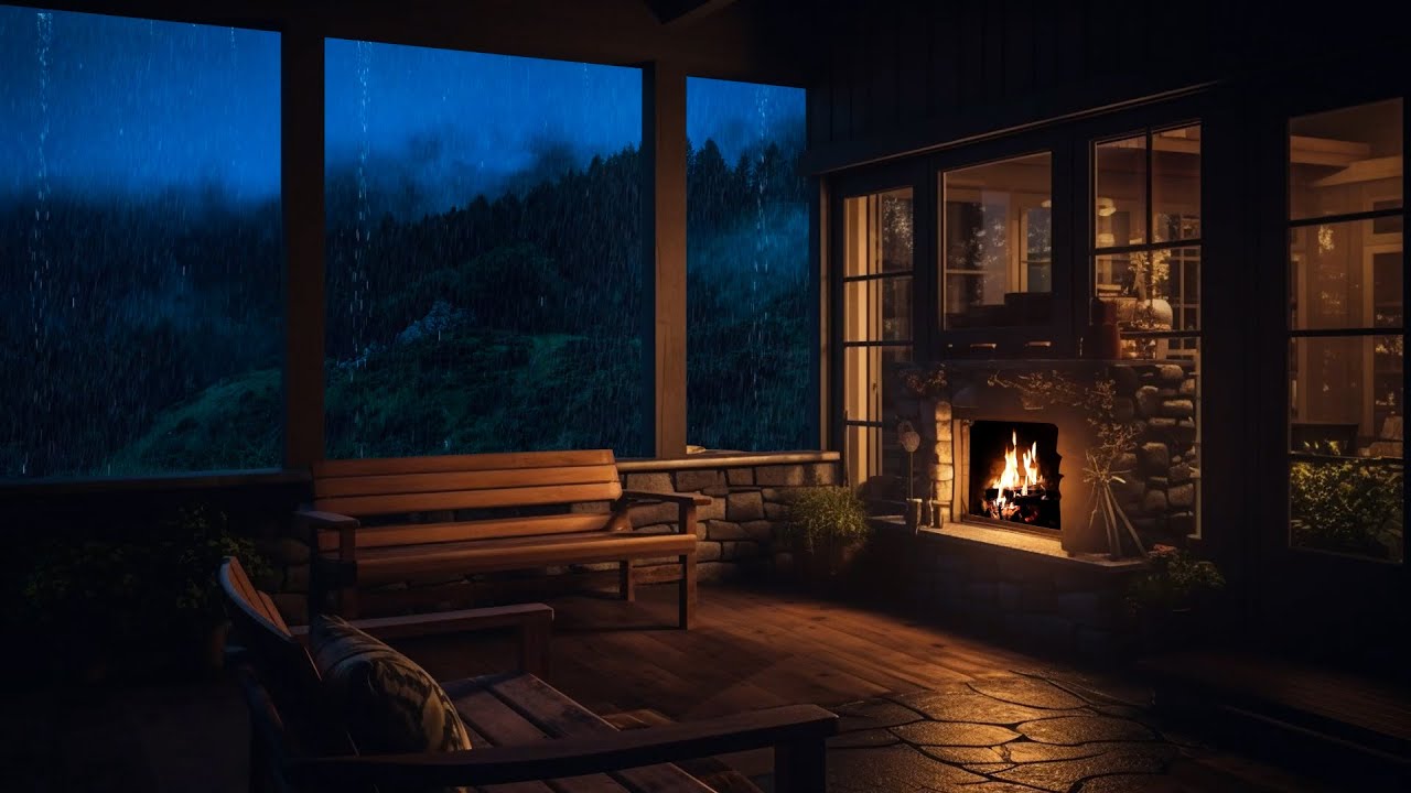 10 Hours 🌧️More Calm When Immersing in Balcony Ambience with Heavy Rain ...