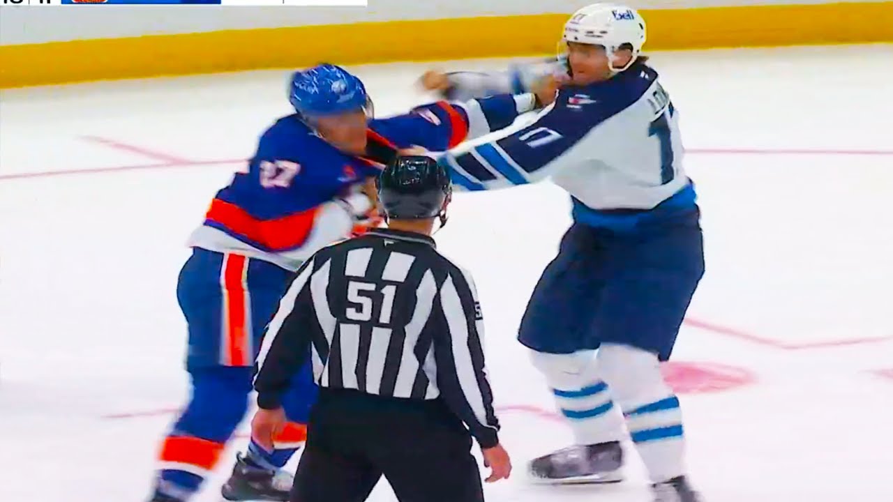 Anders Lee Adam Lowry Fight | Winnipeg Jets vs New York Islanders 2025 ...