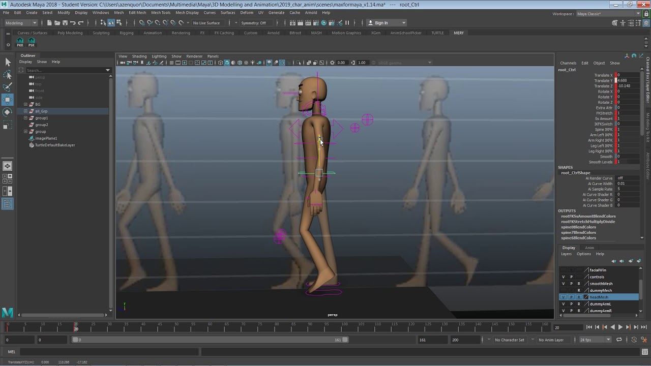 Class: Maya - Walk blocking process - YouTube