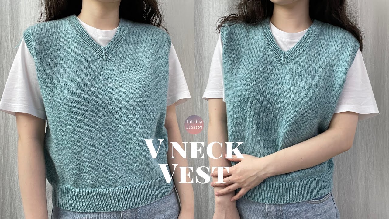 DIY 대바늘 브이넥 조끼 Knit V-neck vest tutorial - YouTube