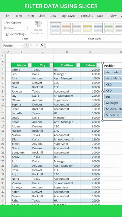 Filter data using slicer option in Excel #exceltips #excel #shorts - YouTube