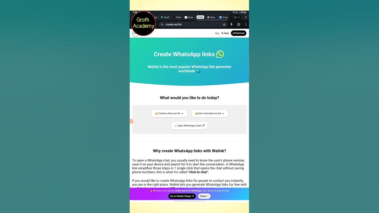 How to Create WhatsApp Link #Grothacademy - YouTube