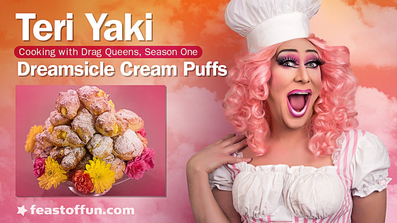 Cooking w/ Drag Queens - Teri Yaki - Dreamsicle Cream Puffs - YouTube