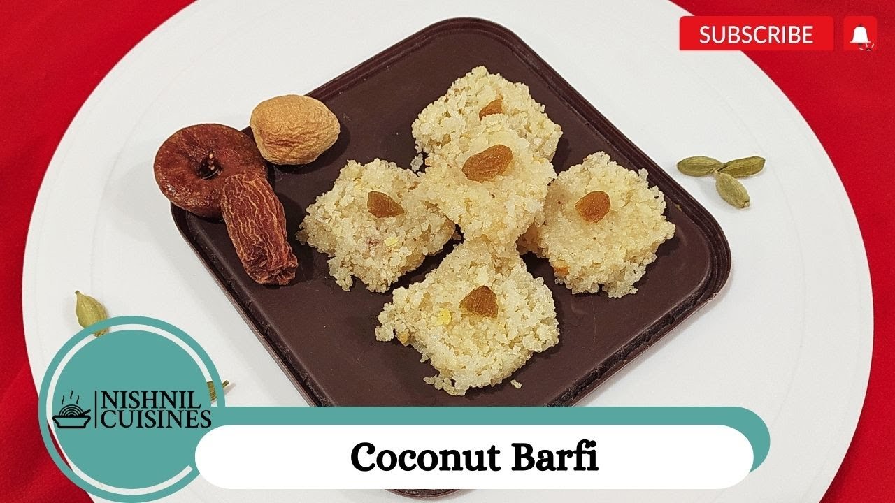 Coconut Barfi| Khobra Barfi| Khobryachi Vadi without milk powder and ...