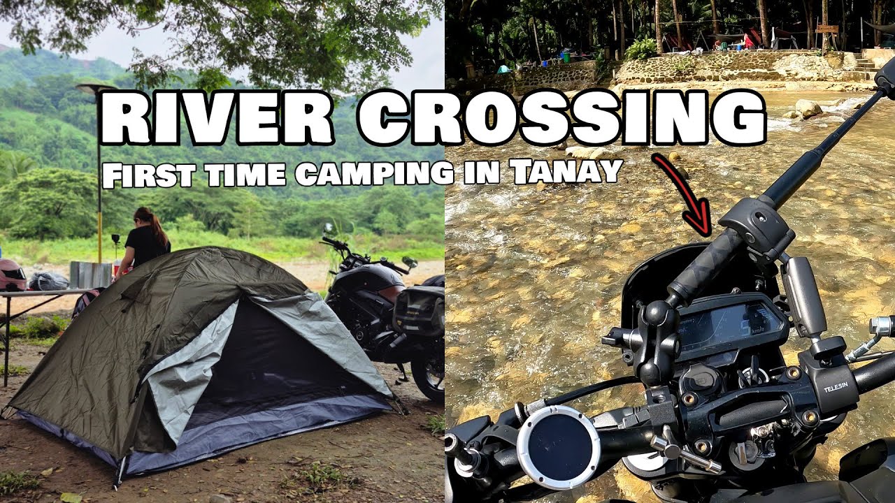 Tumawid kami ng ilog para mag camp | first time motocamper | Marilaque ...