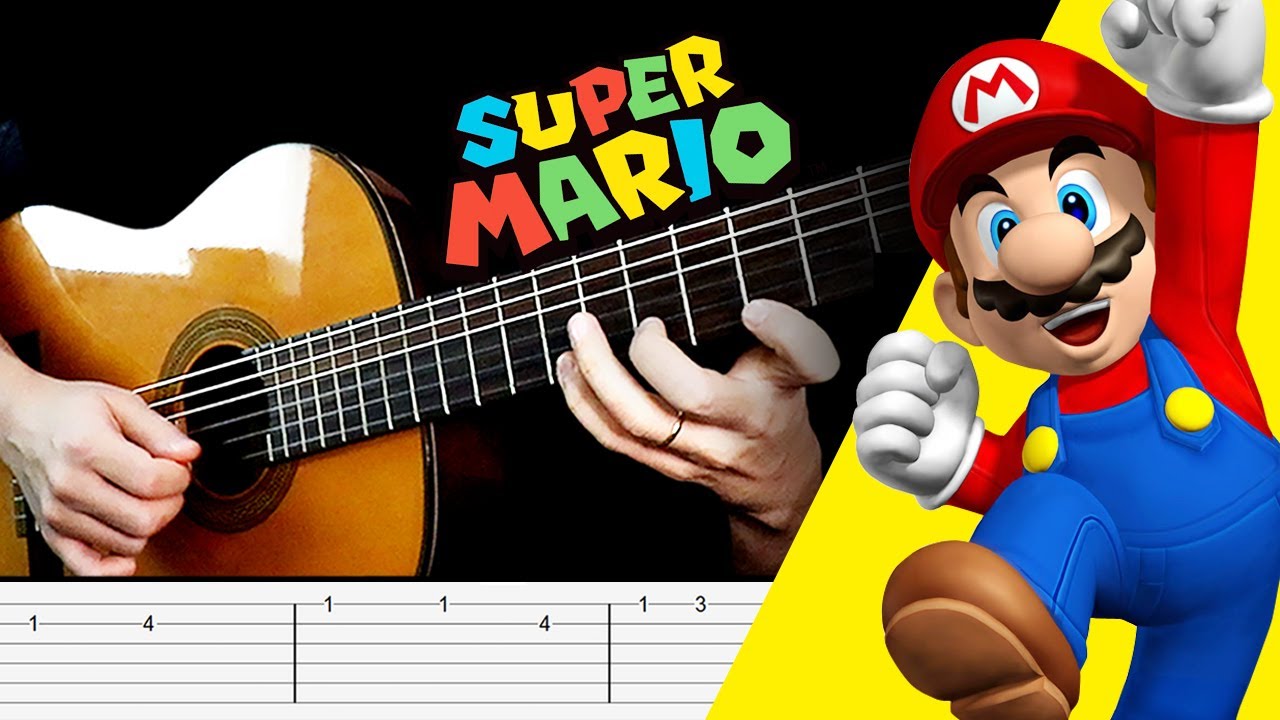 SUPER MARIO Theme Song Guitar Tab | Tutorial | Cover (Koji Kondo) - YouTube