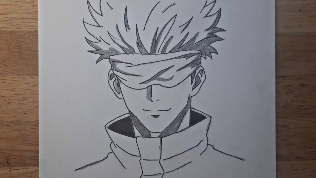 How to Draw Gojo Satoru with Blindfold Easy Anime Drawing for Beginners ...