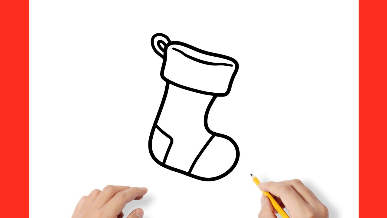 How to draw a NEW YEAR'S SOCK step by step / drawing socks easy - YouTube