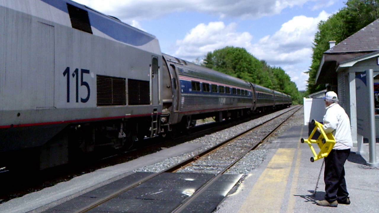 Amtrak 55 arriving in Claremont, NH - YouTube