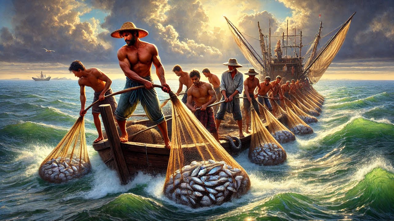 Large-scale fishing in Japan involves many boats with dozens of people ...