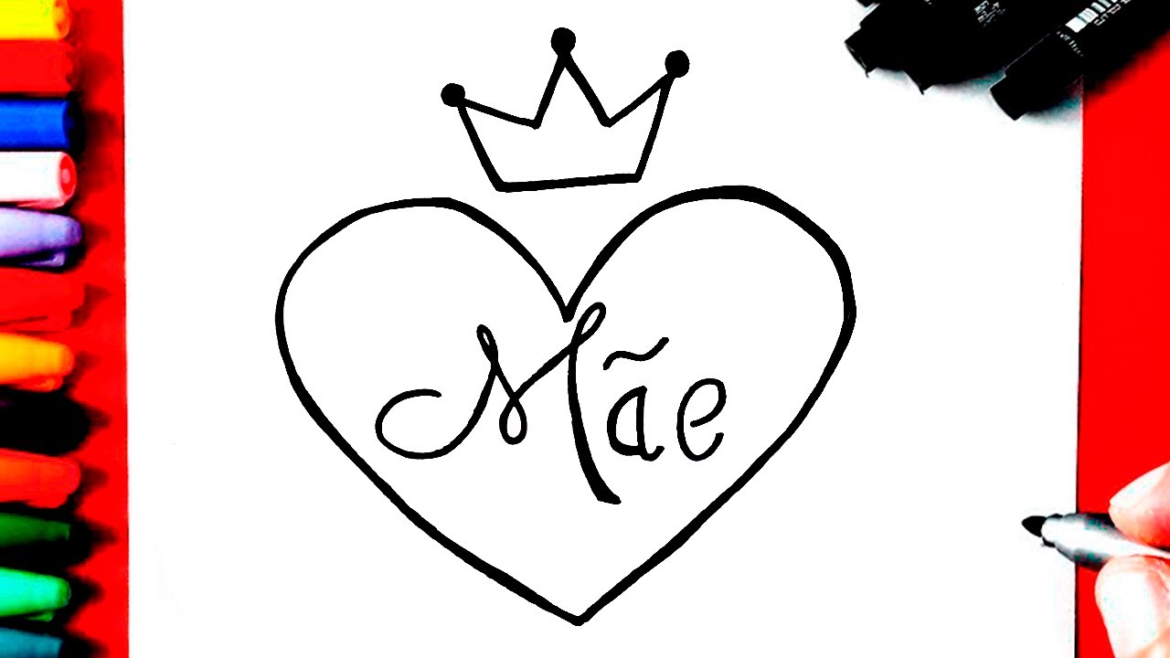 COMO Desenhar UM CORAÇÃO COM COROA - DIA DAS MÃES - YouTube