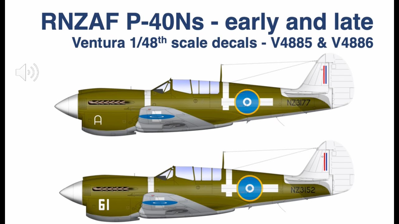Ventura 1/48th scale decals - RNZAF P-40Ns - YouTube