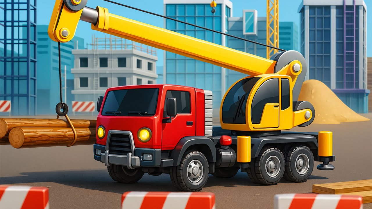 Giant Crane at Work - Transporting Wood in Construction Site 🚧 | Police ...
