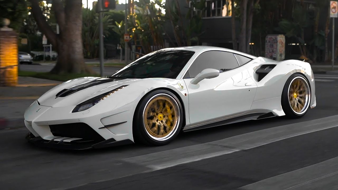 Unique Ferrari 488, Air Ride Slammed C8 Corvette. - YouTube